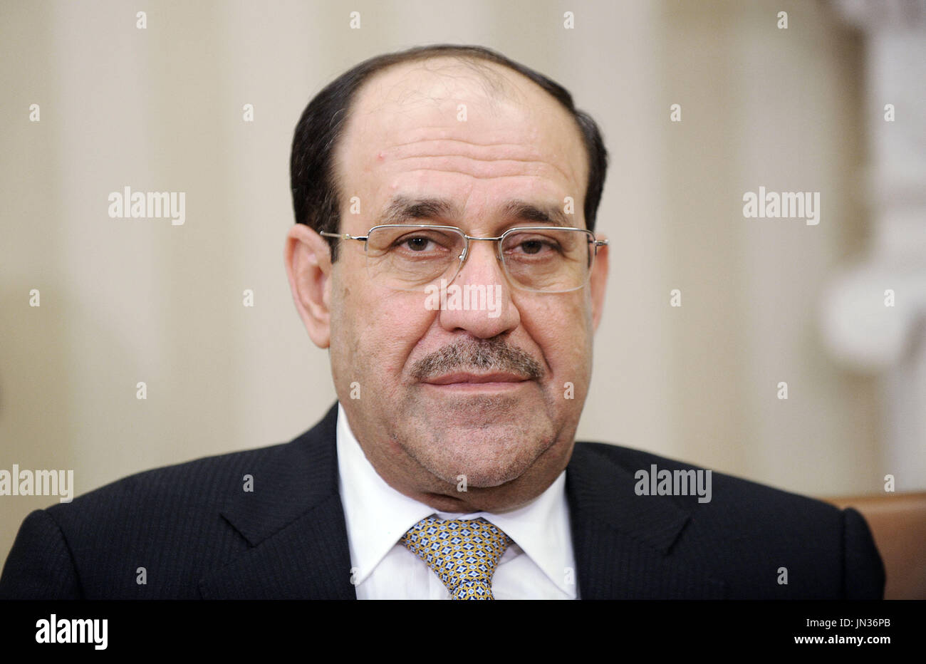 Prime Minister Nouri Al Maliki Of Iraq Looks On During A Meeting With