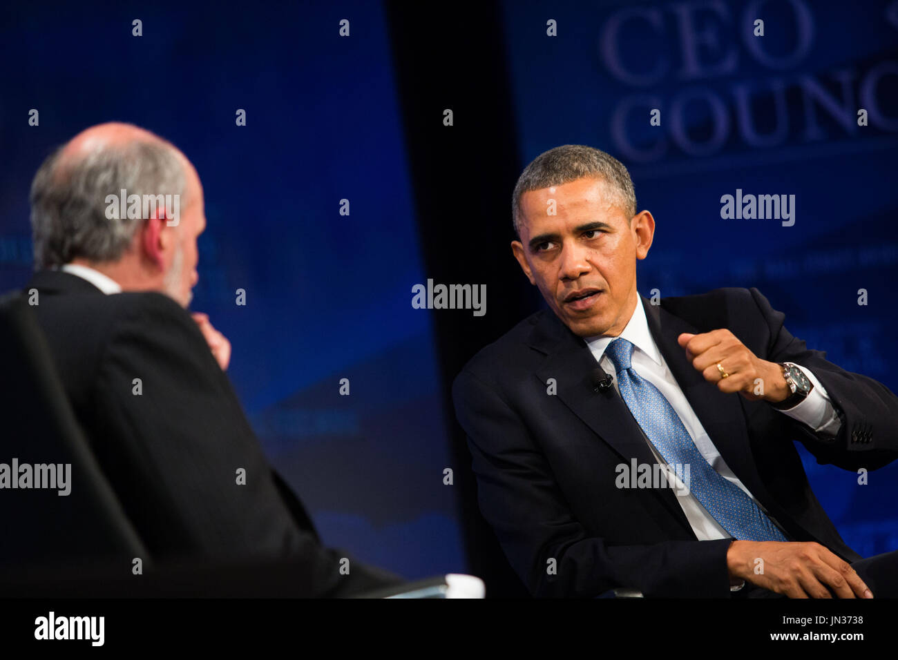 United States President Barack Obama responds to questions from Wall ...