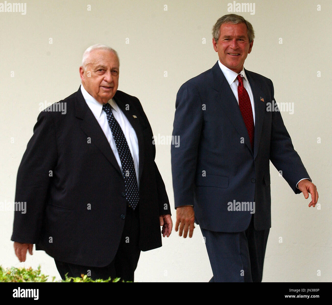 Prime Minister Ariel Sharon of Israel and United States President ...