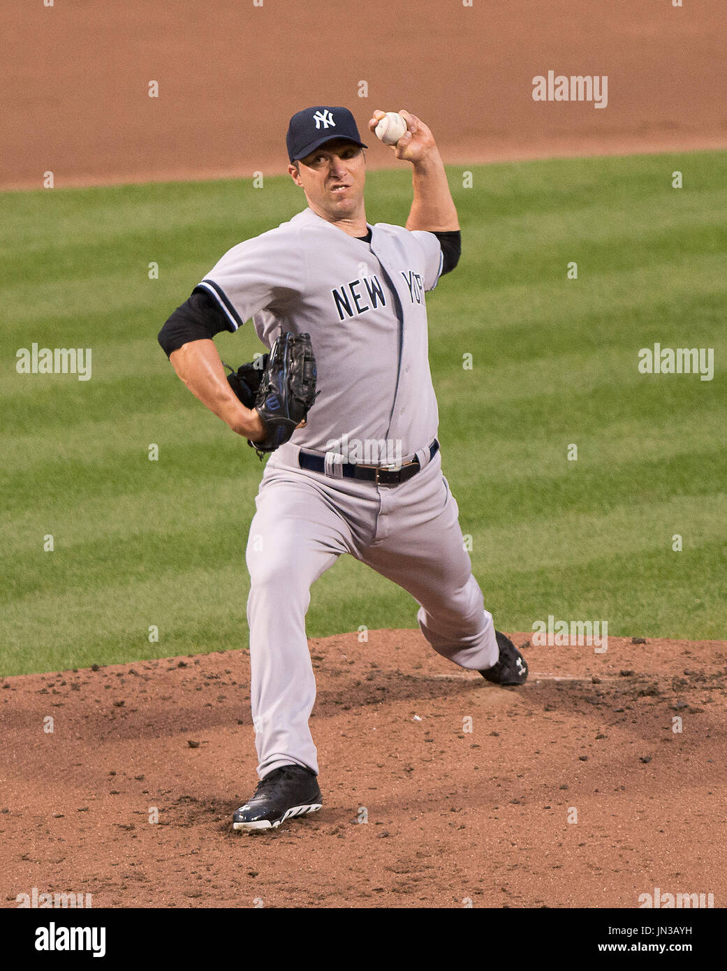 New York Yankees pitcher Chris Capuano (26) works in the first inning ...