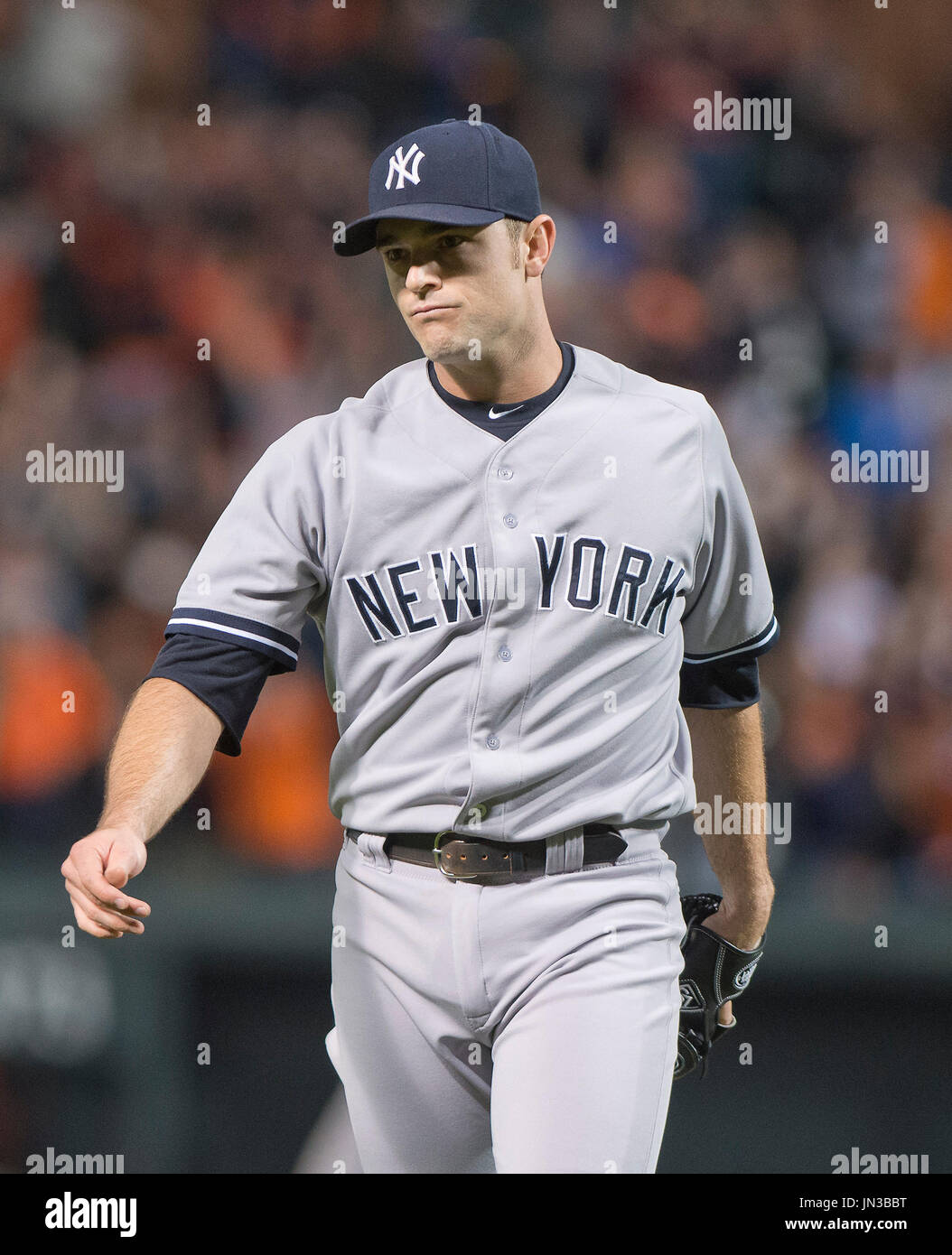 New York Yankees pitcher David Robertson (30) walks back to the dugout ...