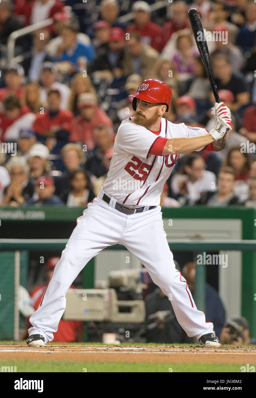 Washington Nationals first baseman Adam LaRoche (25) bats in the first ...