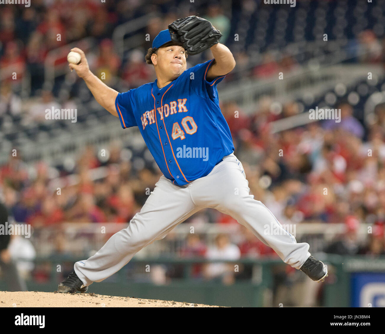 New York Mets pitcher Bartolo Colon (40) works in the first inning ...