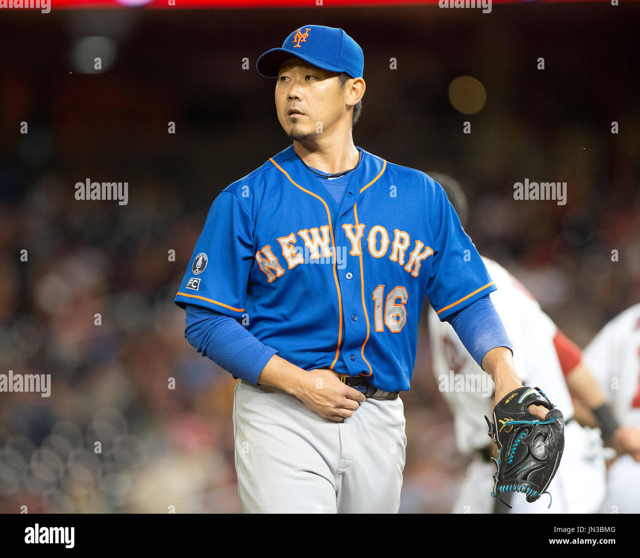 New York Mets pitcher Daisuke Matsuzaka (16) walks from the mound after ...