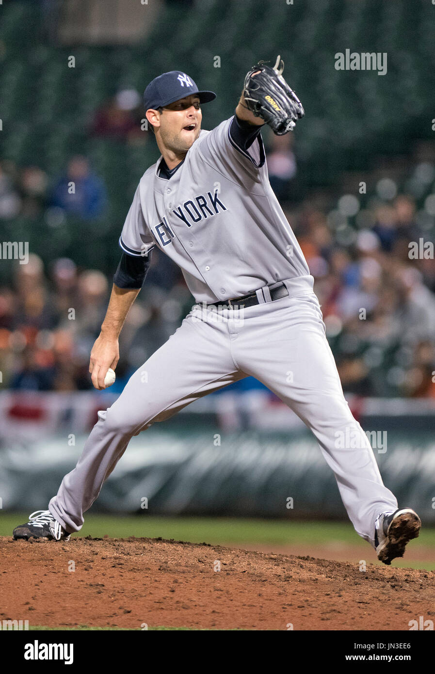 New York Yankees relief pitcher Chris Martin (57) pitches in the eighth ...