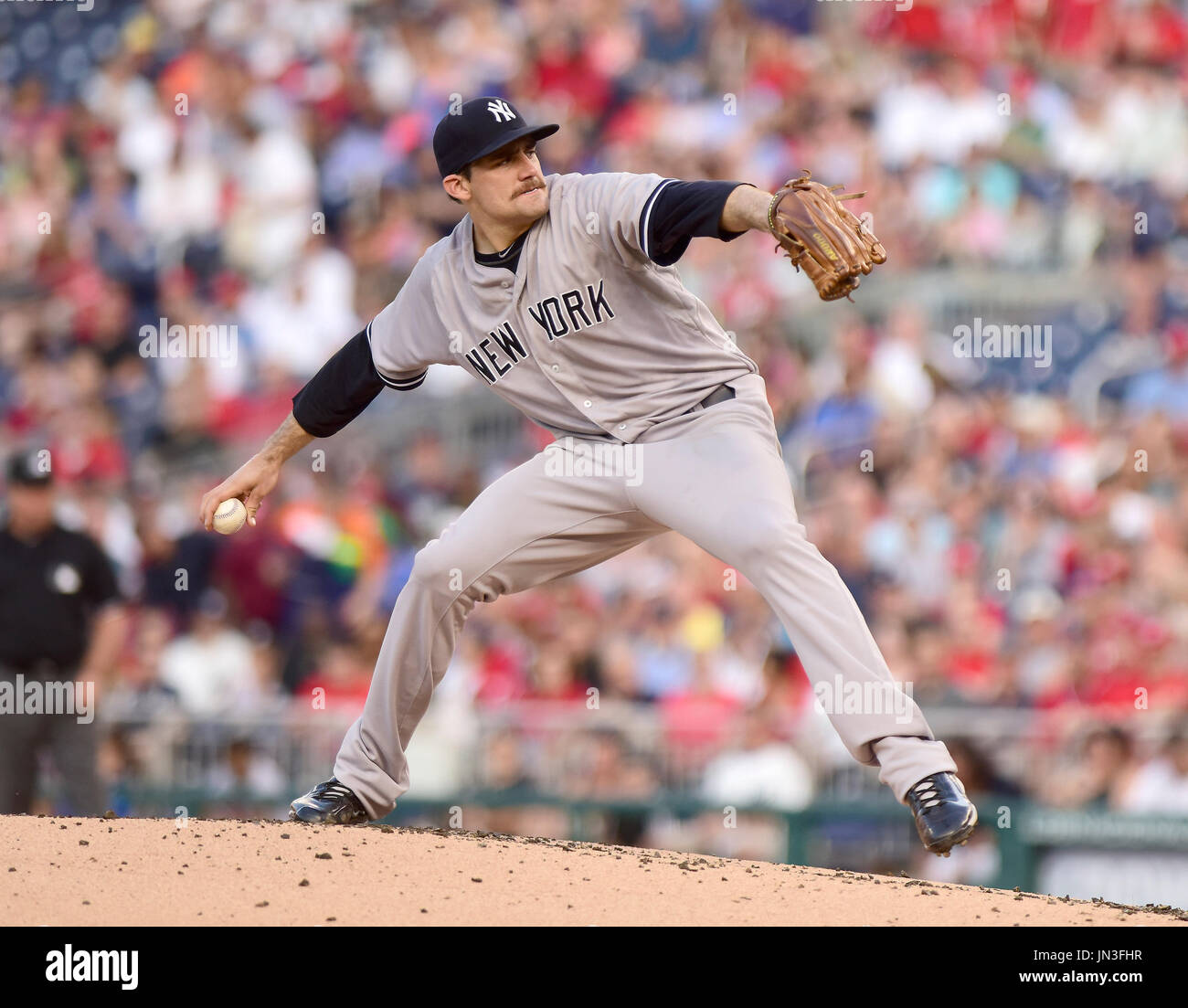 New York Yankees pitcher Nathan Eovaldi (30) works in the first inning ...
