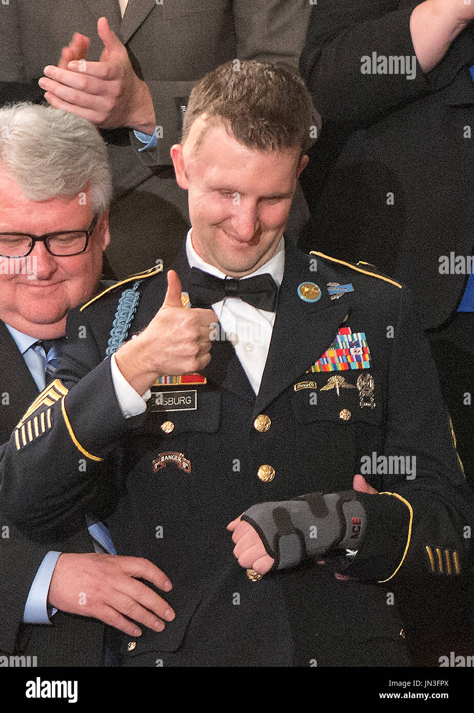 United States Army Sergeant 1st Class Cory Remsburg flashes a "thumbs ...