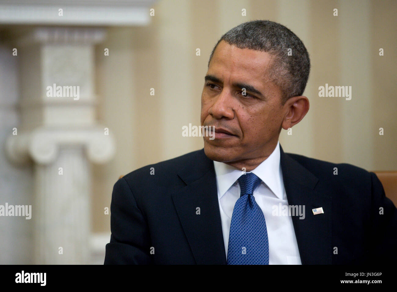 United States President Barack Obama listens as Prime Minister Benjamin ...