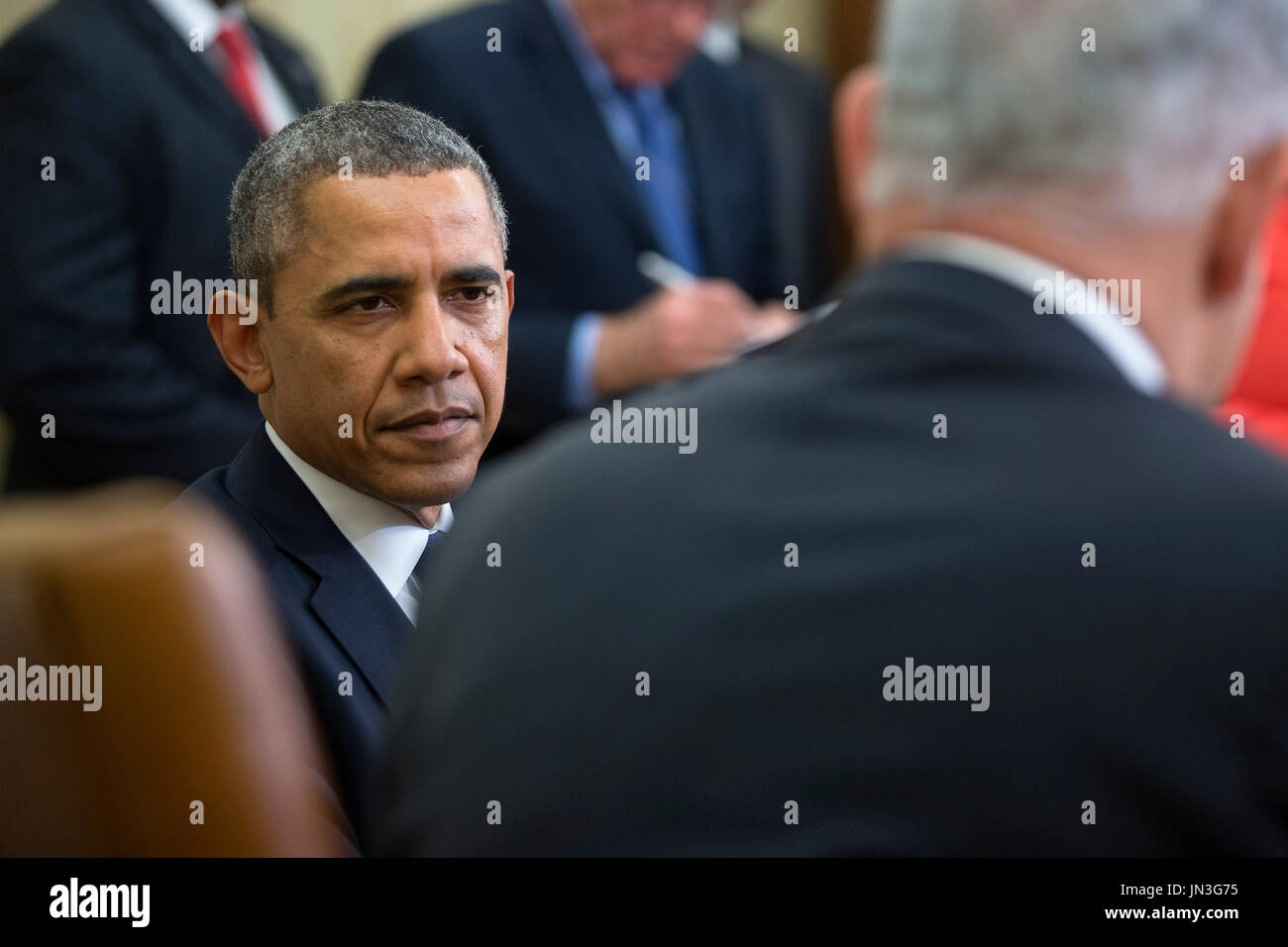 United States President Barack Obama, left, looks on as Prime Minister ...