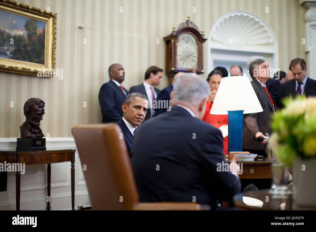United States President Barack Obama, left, looks on as Prime Minister ...