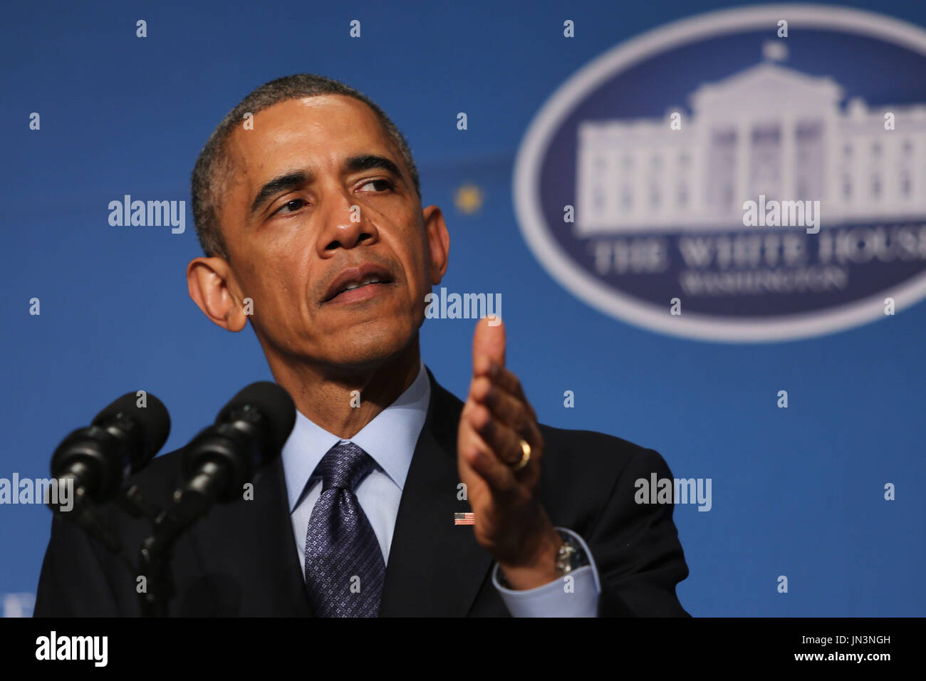 United States President Barack Obama delivers remarks at the White ...