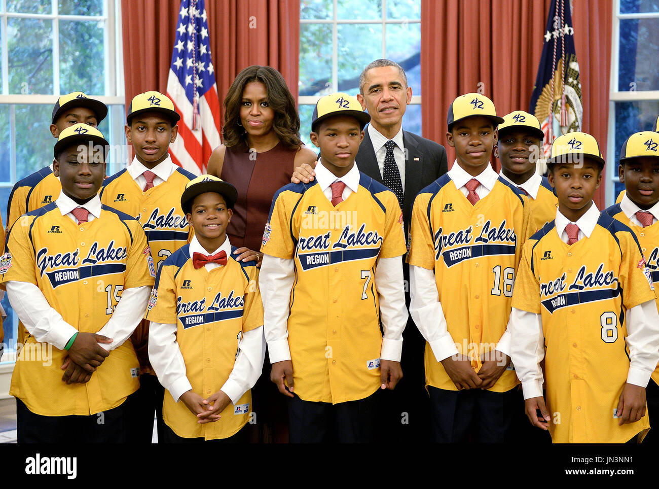 United States President Barack Obama and first lady Michelle Obama meet ...