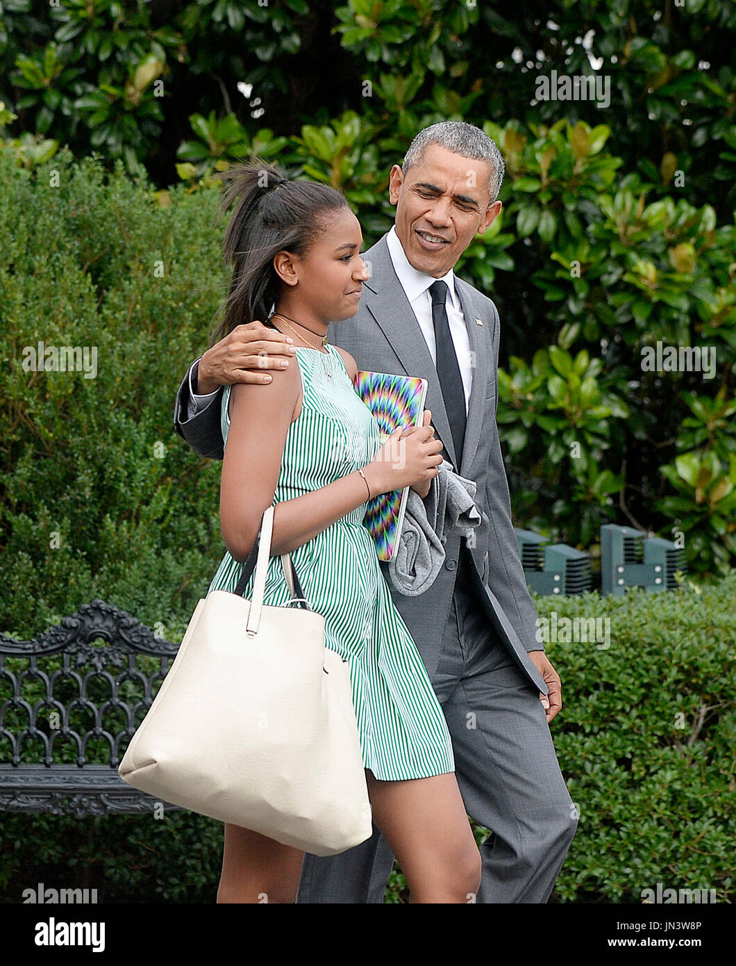 United States President Barack Obama with daughter Sasha leaves the ...