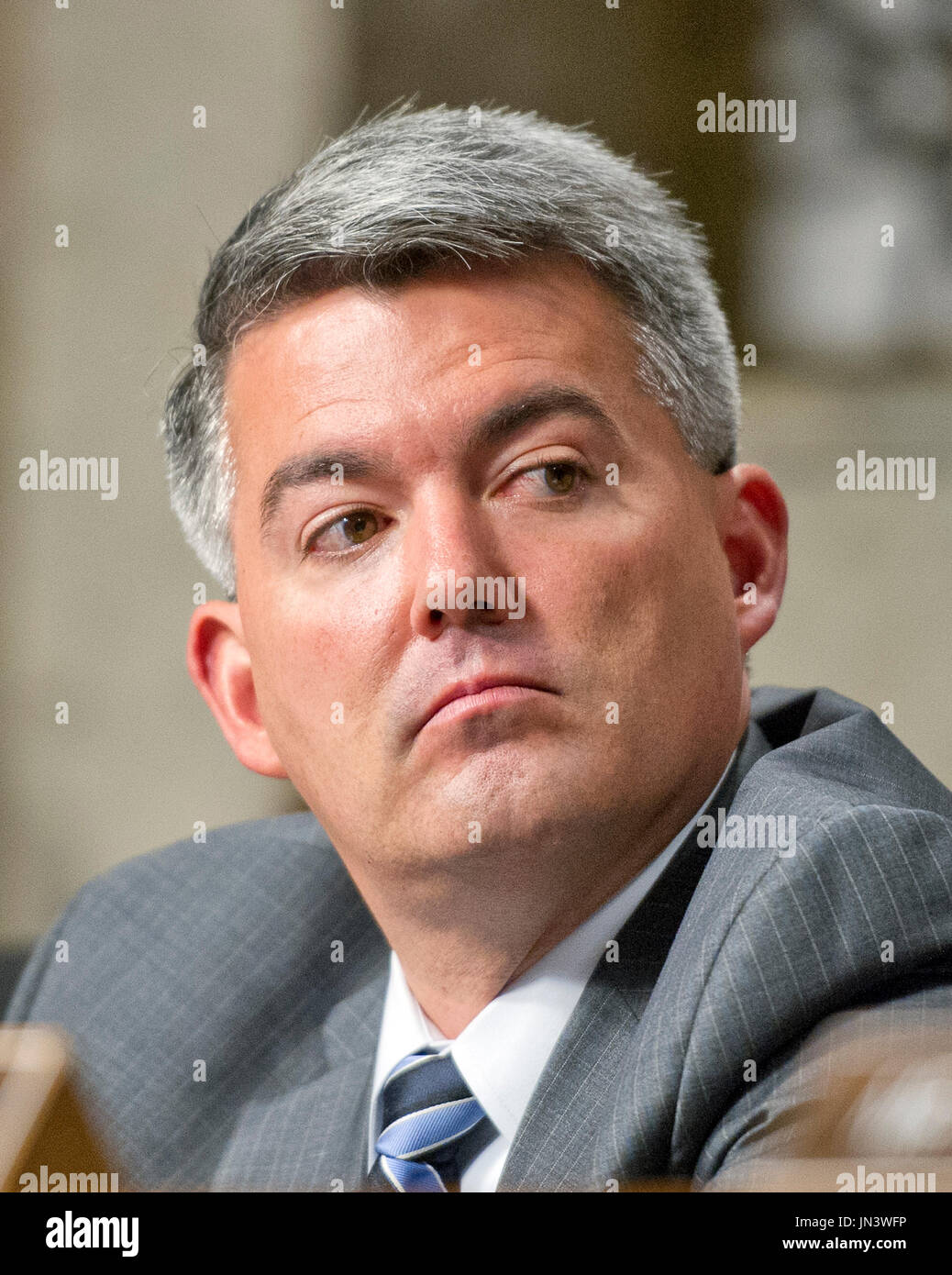 United States Senator Cory Gardner (Republican of Colorado) listens as ...