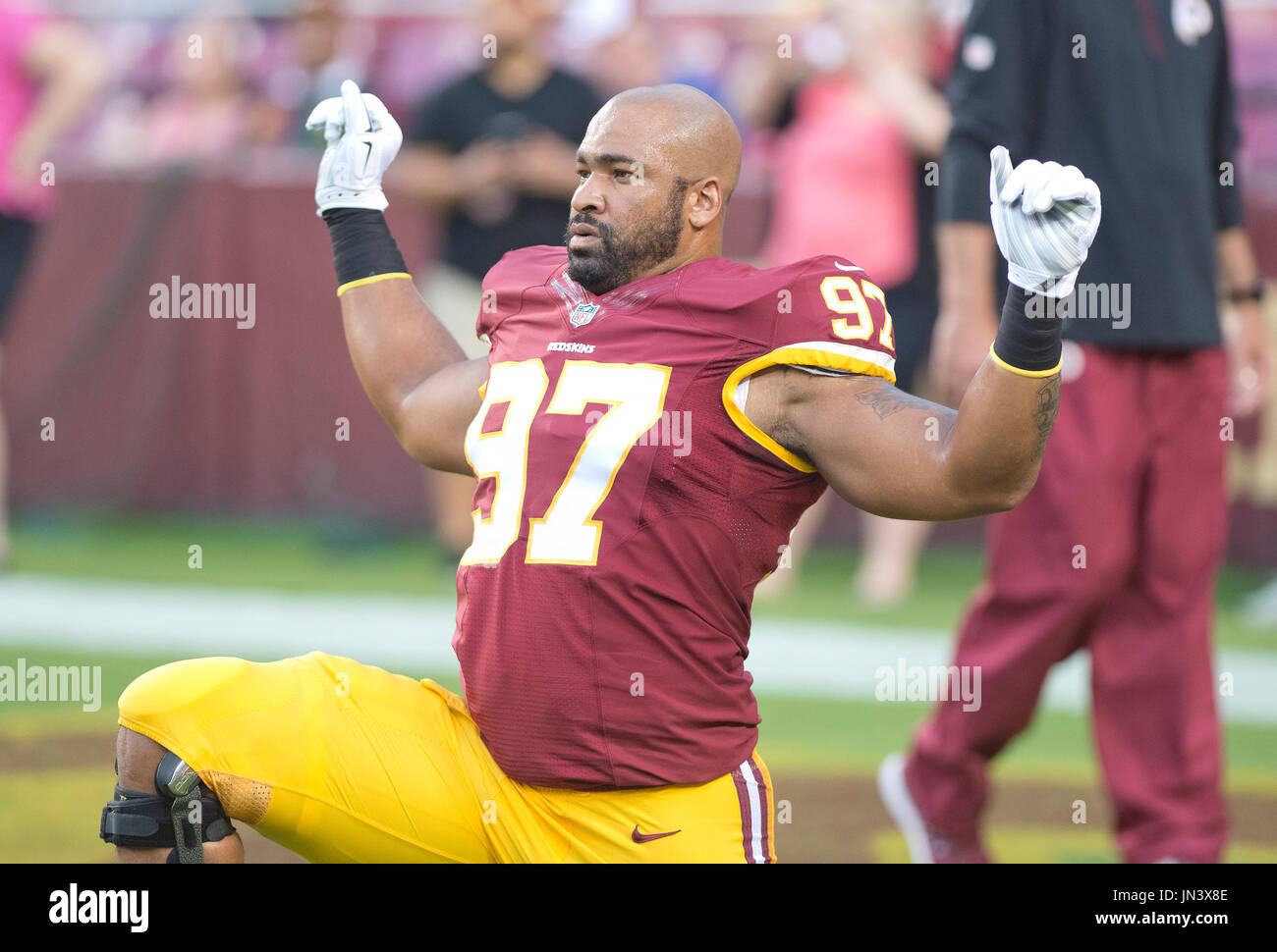 Washington Redskins defensive end Jason Hatcher (97) participates in ...