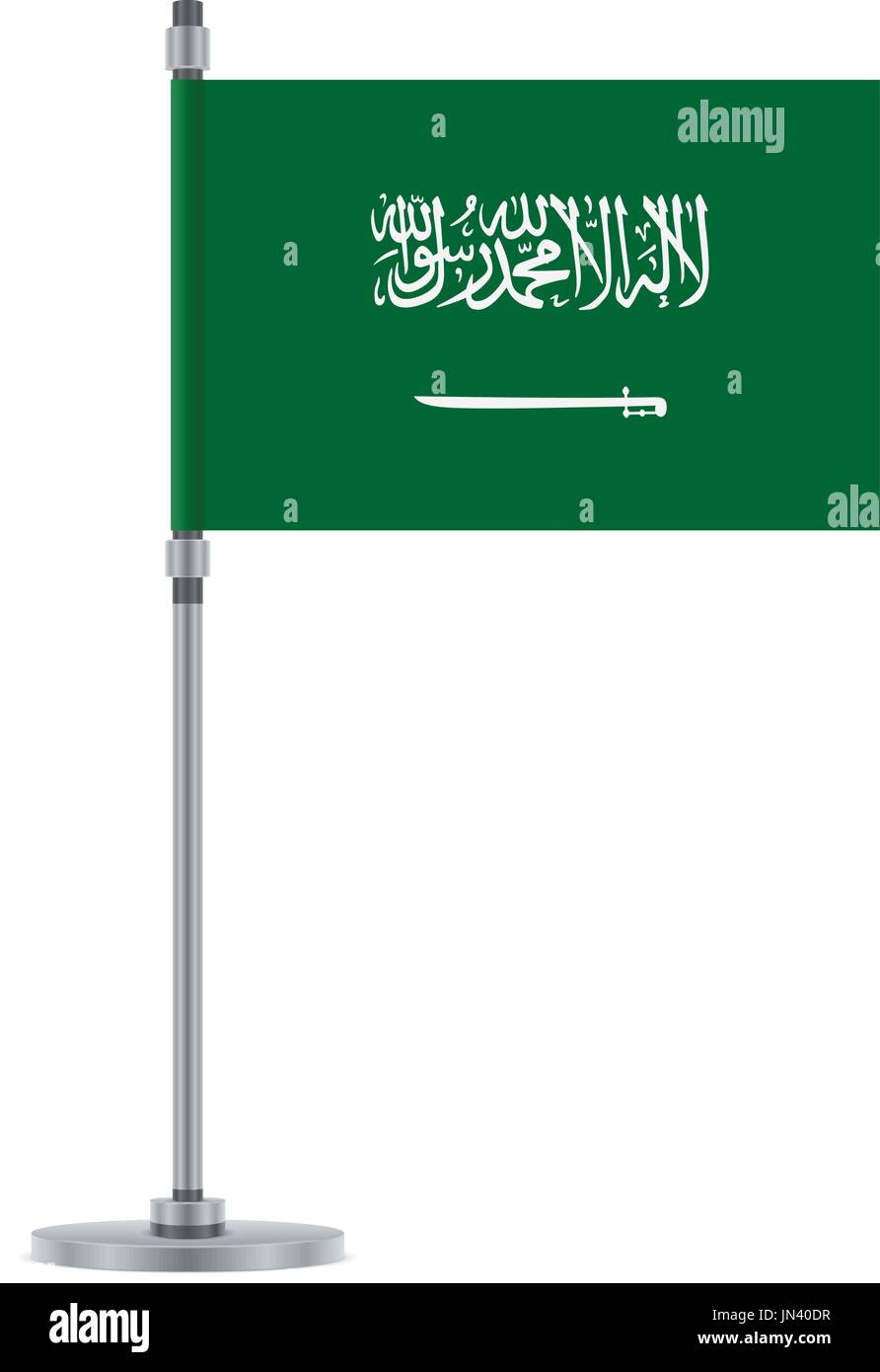 Flag design. Saudi Arabian flag on the metallic pole. Isolated template ...