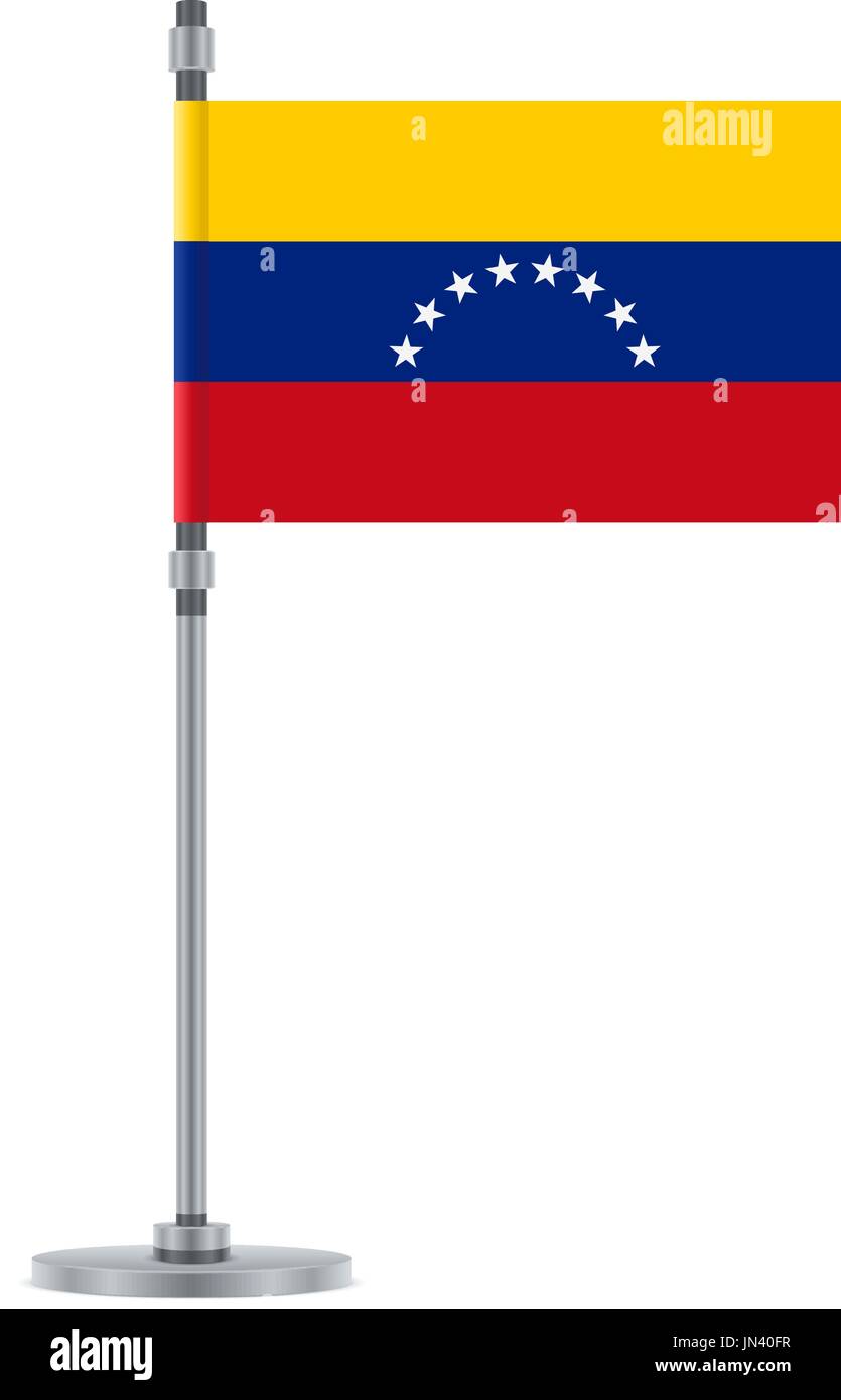 Flag design. Venezuelan flag on the metallic pole. Isolated template ...