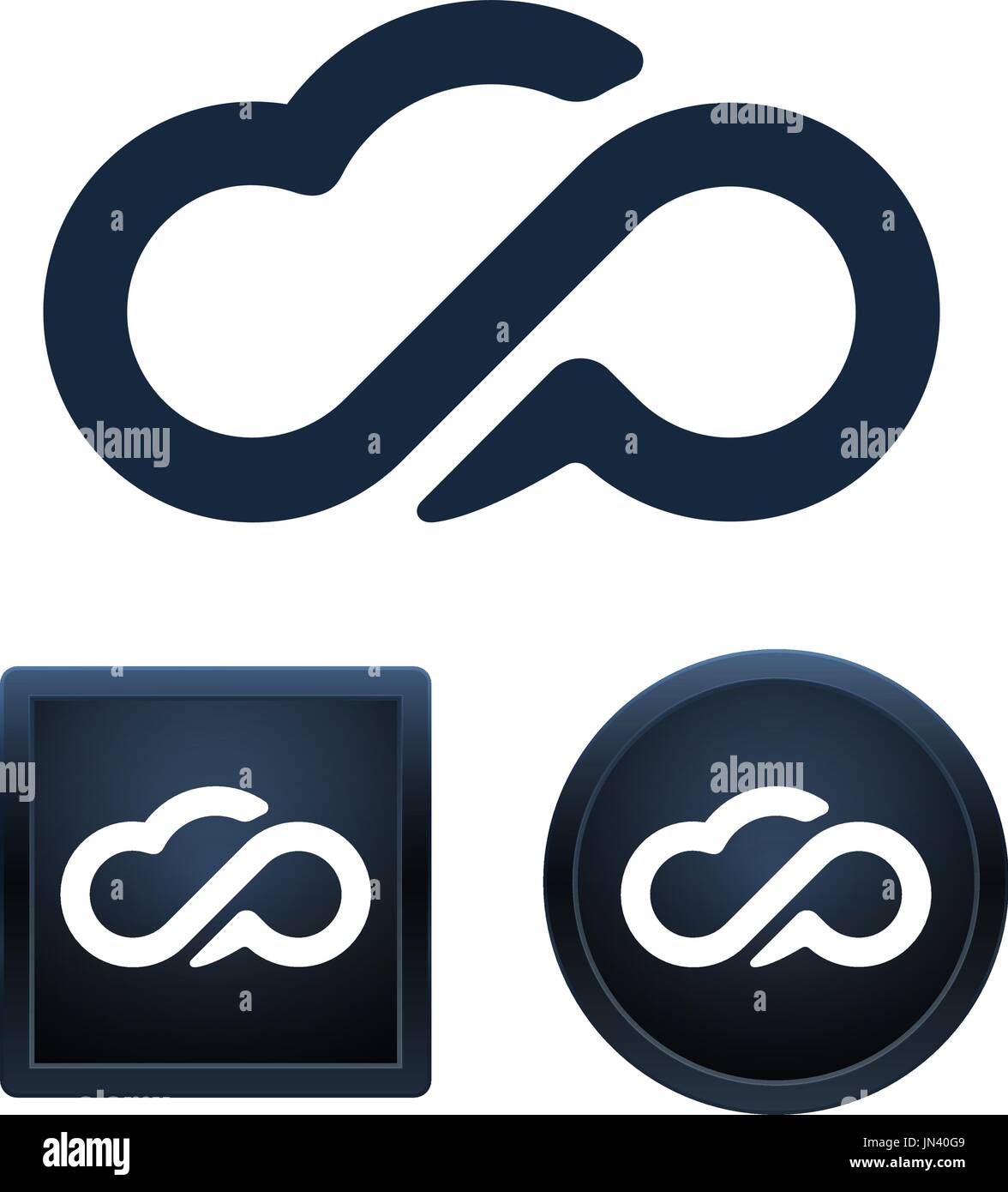 Simple and button shape cloud icons on white background for your ...