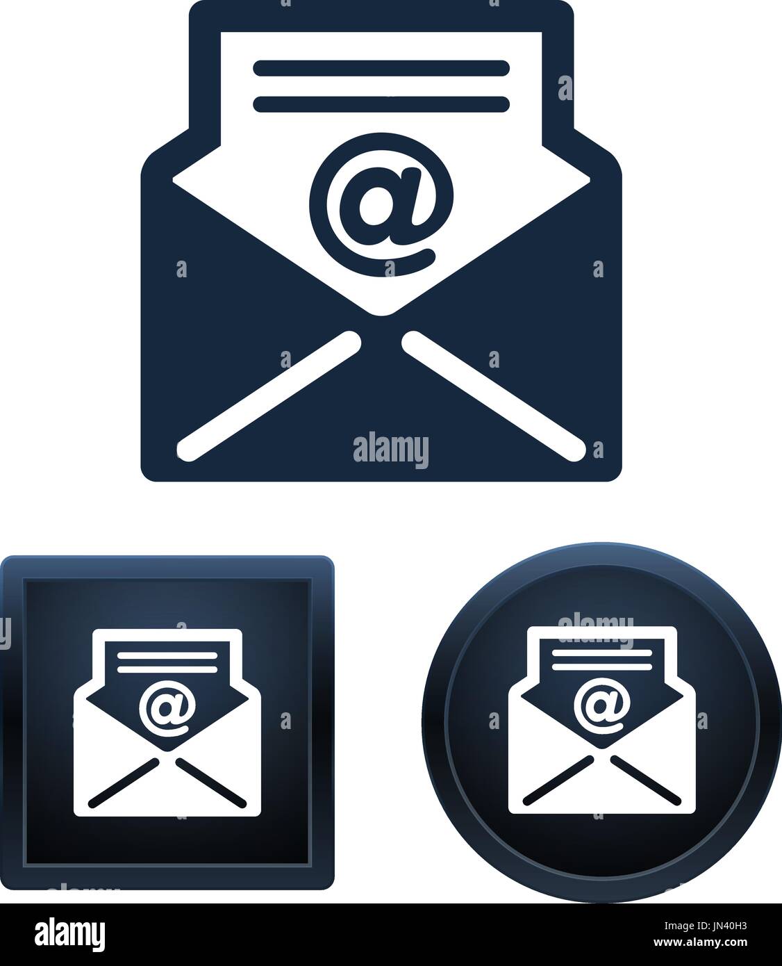 Simple and button shape e-mail icons on white background for your ...