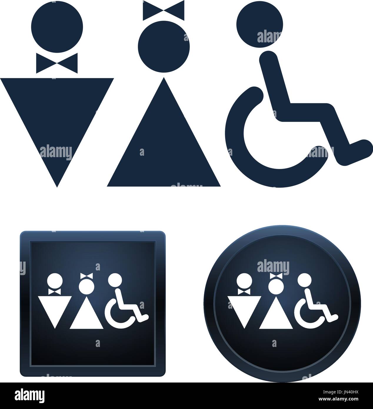 Simple and button shape restroom icons on white background for your ...
