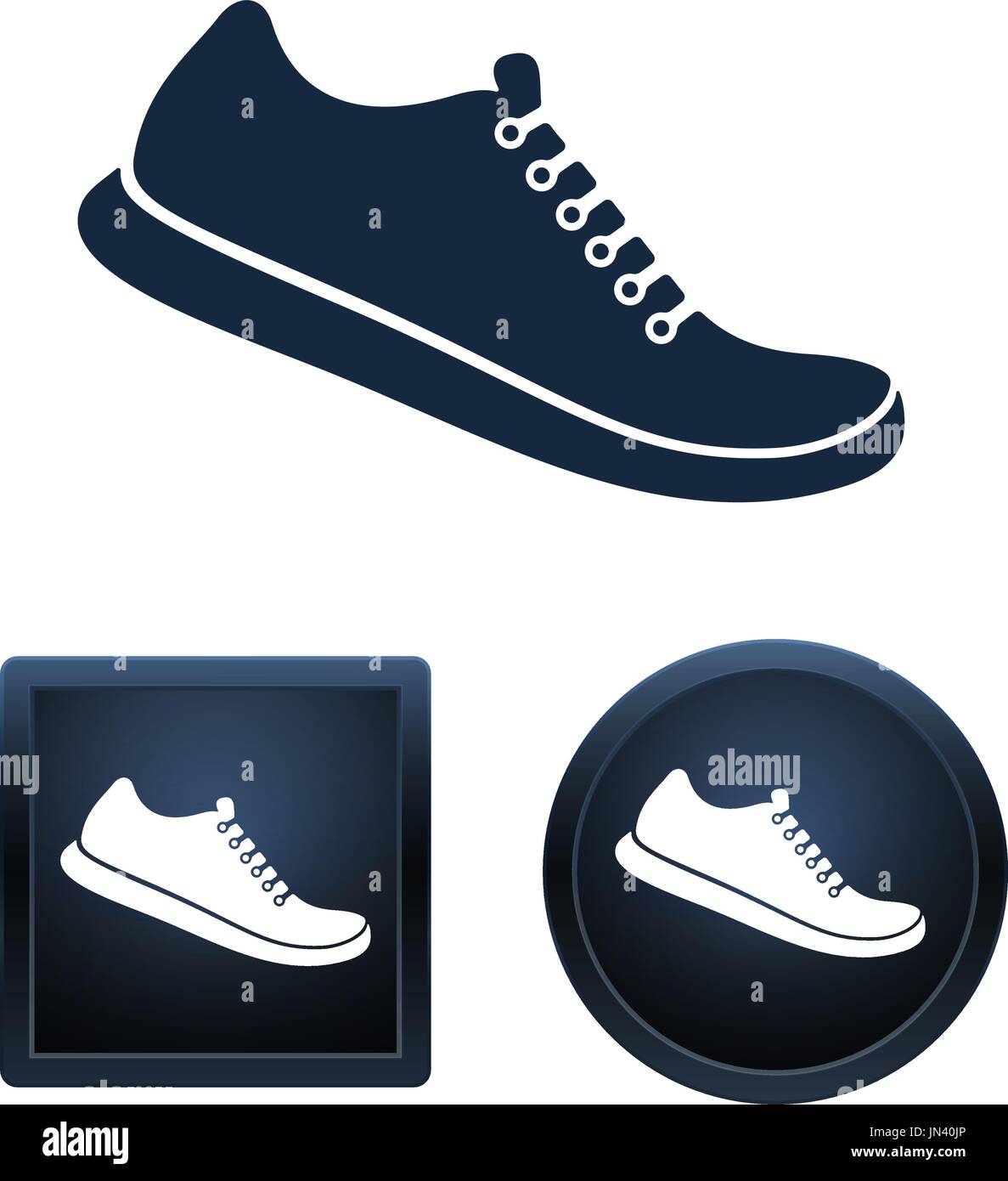 Simple and button shape Shoe icons on white background for your designs ...