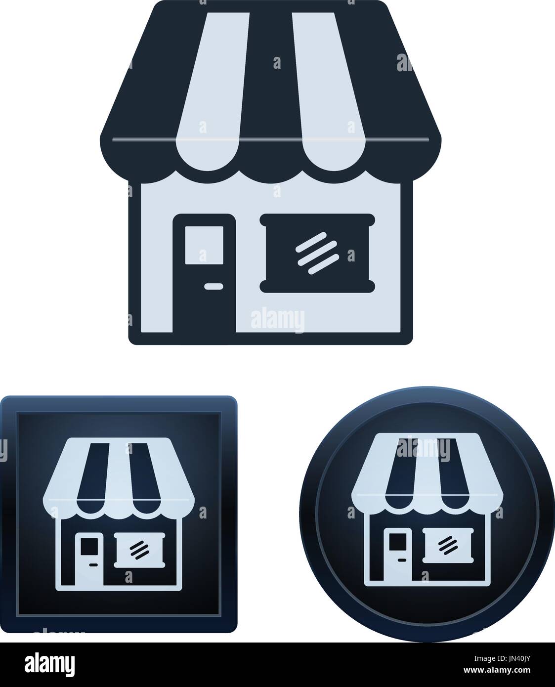 Simple and button shape store icons on white background for your ...