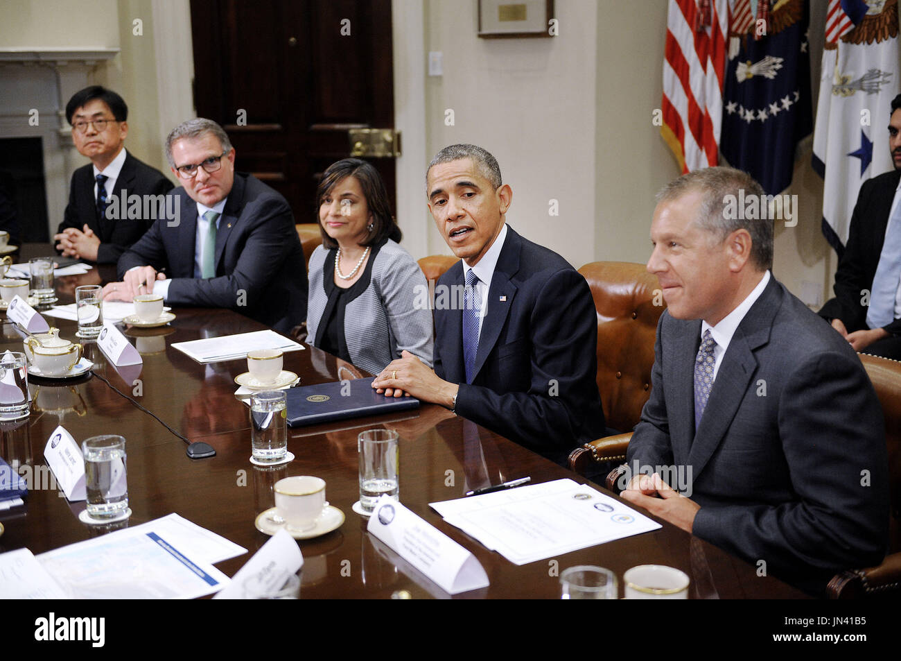 United States President Barack Obama meets with business leaders from ...