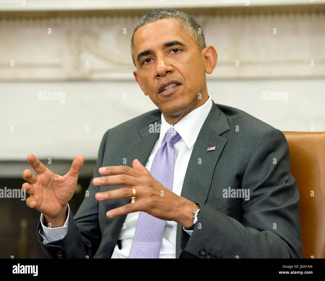 United States President Barack Obama meets reporters following a ...