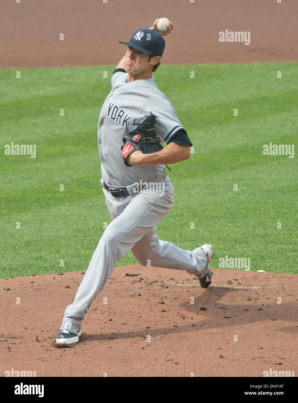 New York Yankees pitcher Shane Greene (61) works in the first inning ...