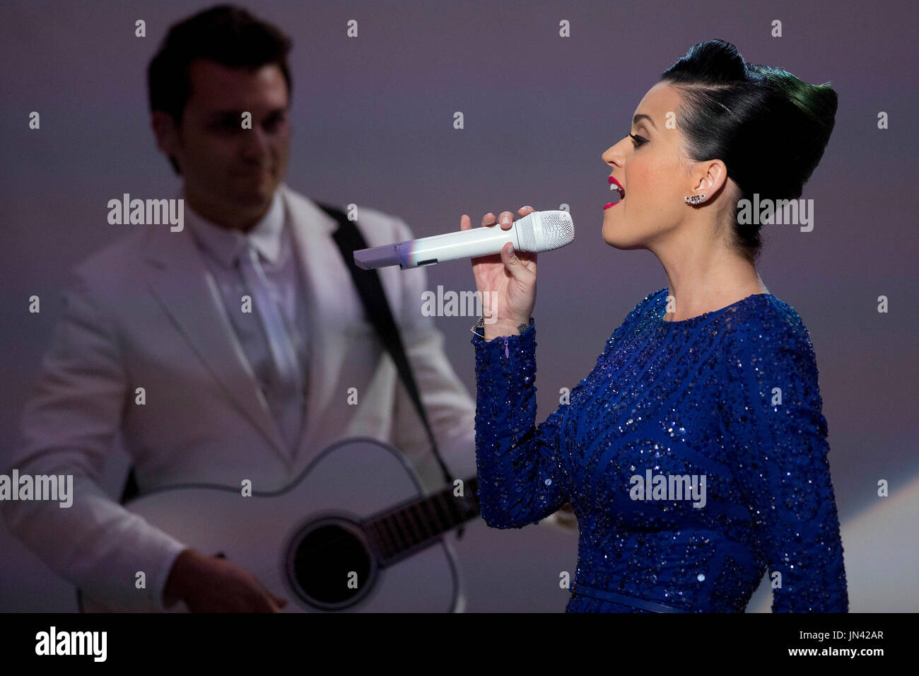 Singer Katy Perry performs during a a concert commemorating the Special ...