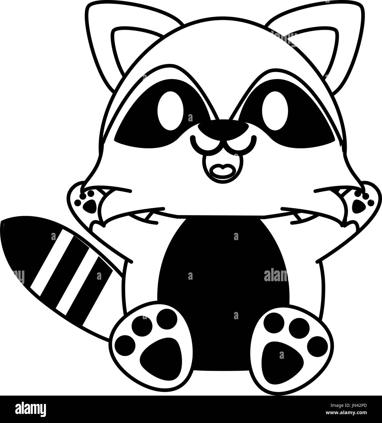 Cute raccoon in forest Black and White Stock Photos & Images - Alamy