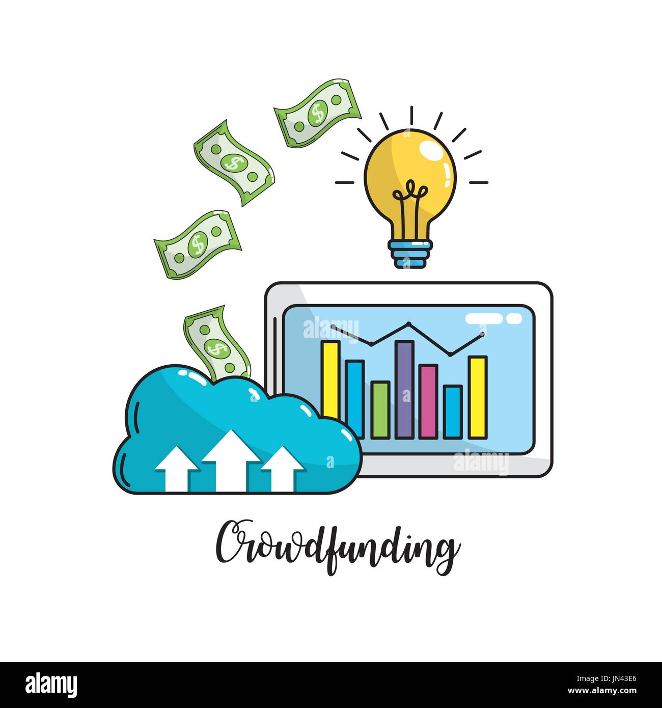 business statistics bar inside computer and cash money Stock Vector ...