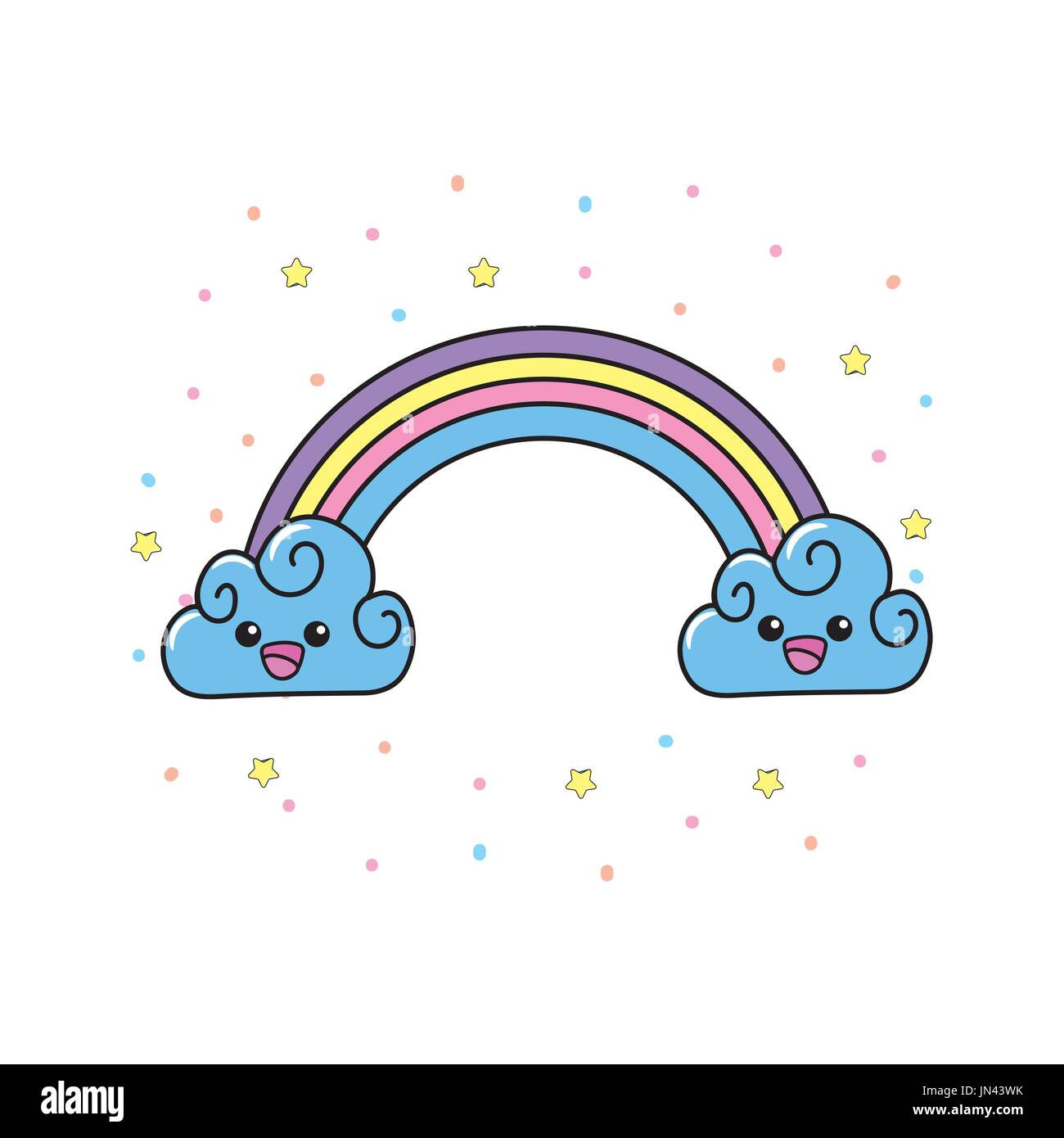 Cute kawaii clouds set Stock Vector Images - Alamy