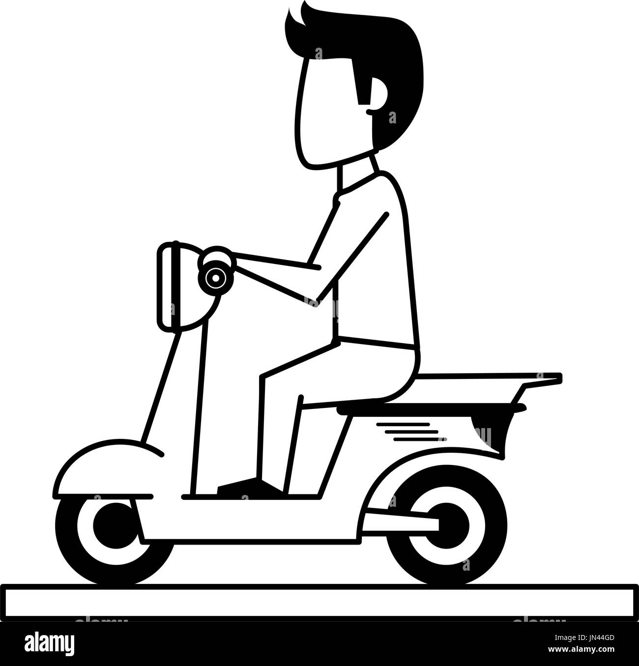 Woman riding scooter clipart Black and White Stock Photos & Images - Alamy