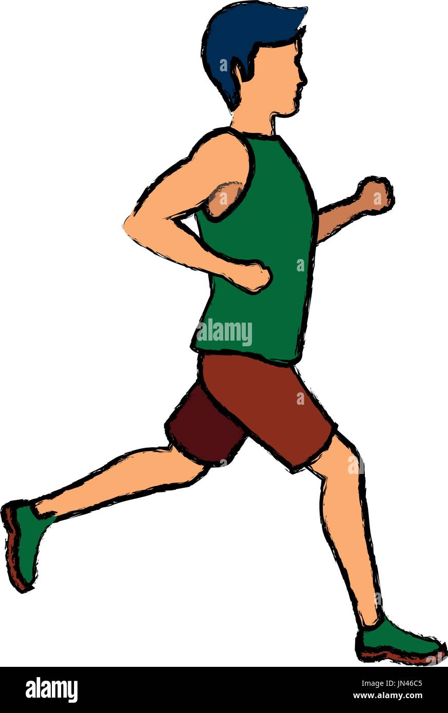 running man in jersey profile side view Stock Vector Image & Art - Alamy