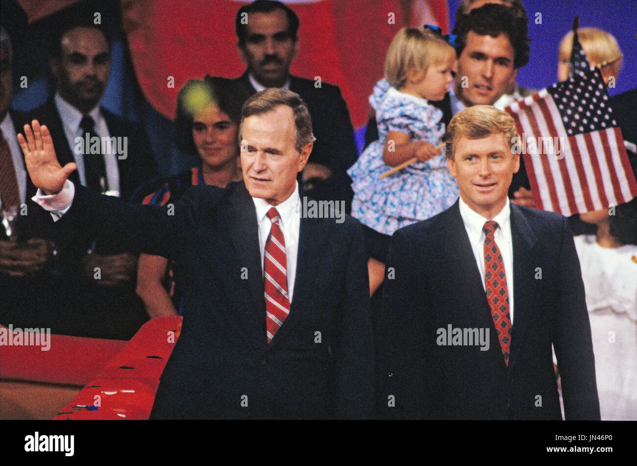 United States Vice President George H.W. Bush, left, and U.S. Senator ...