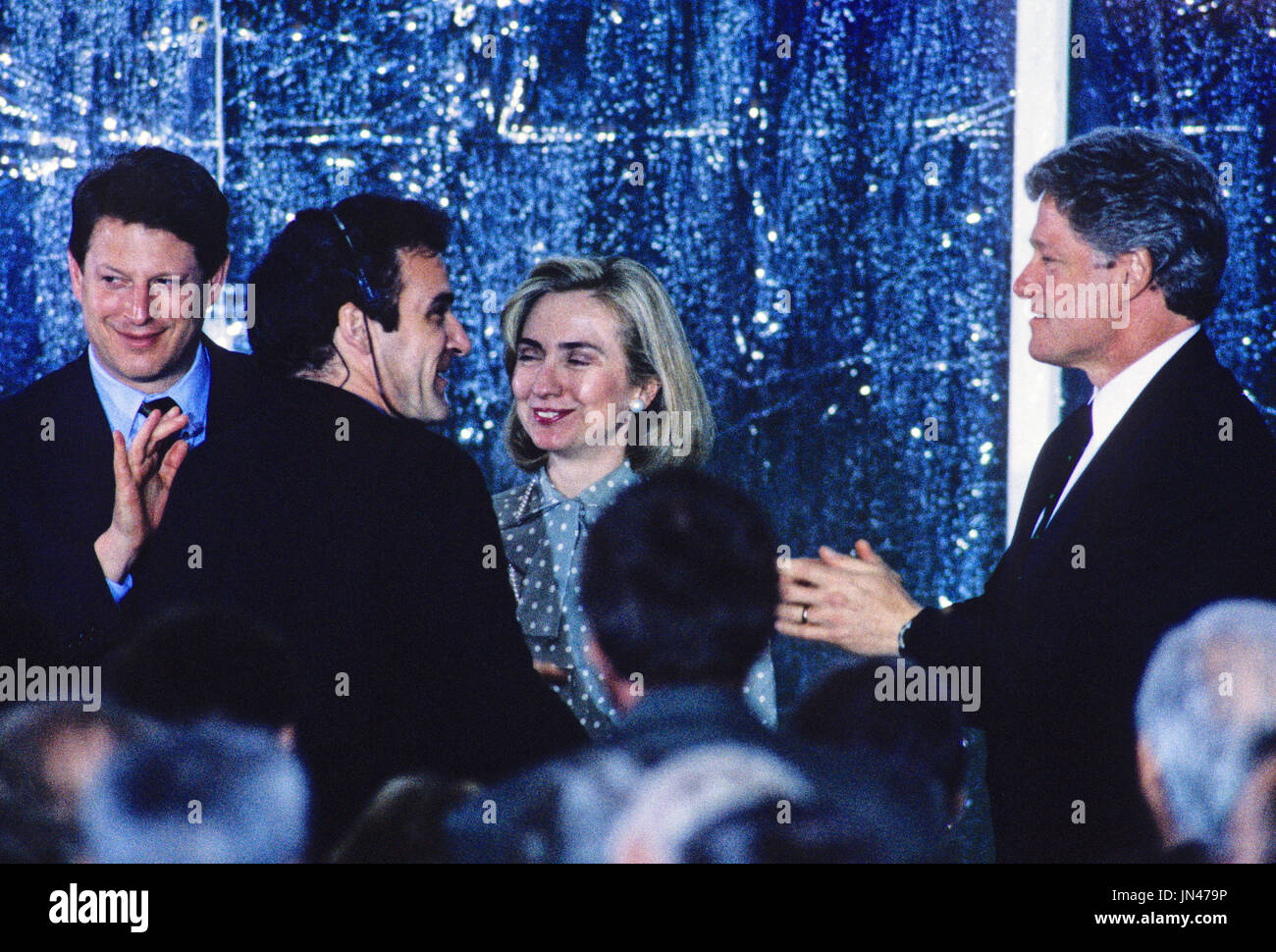 United States President Bill Clinton, right, greets performer Mandy ...