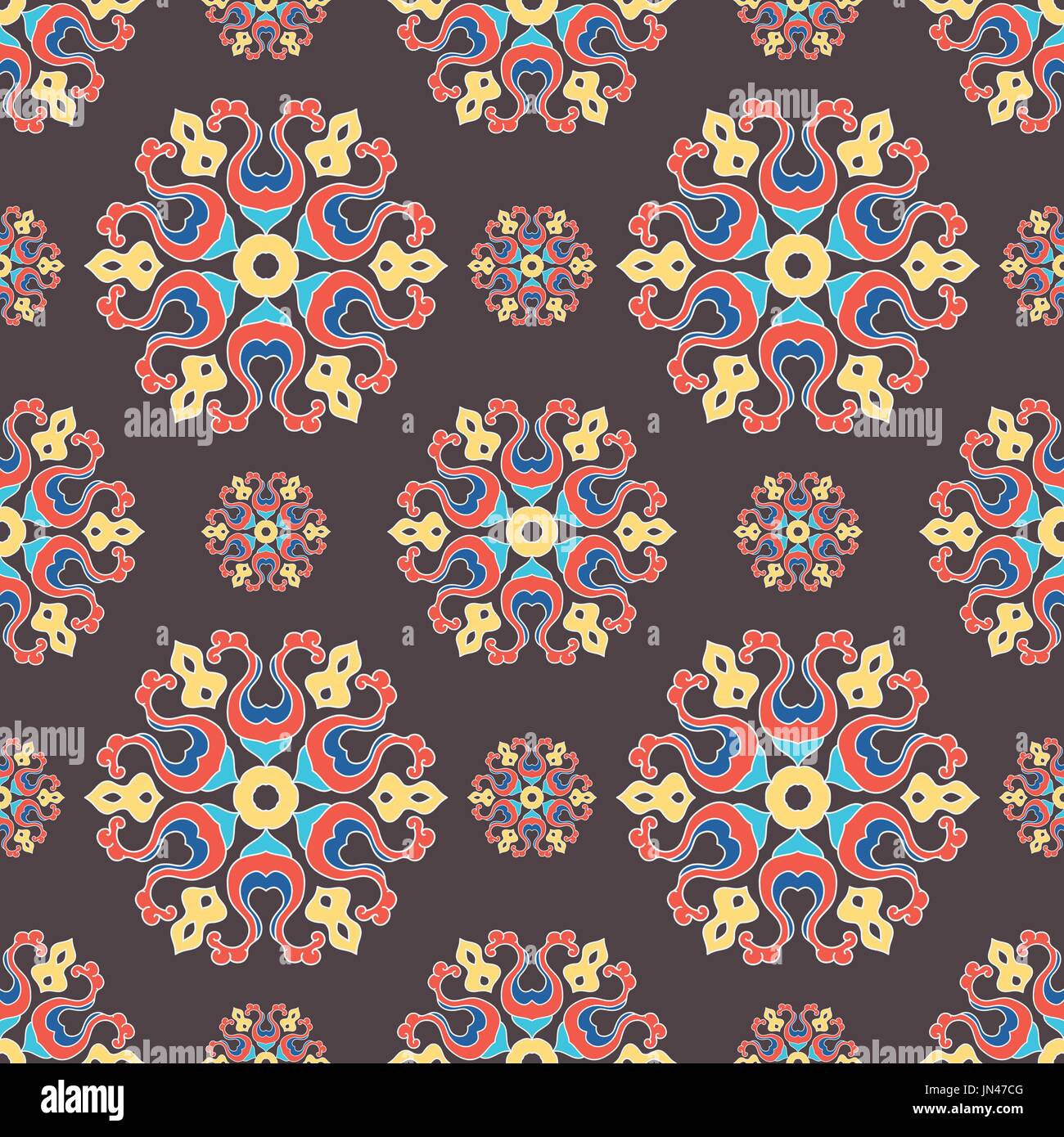 Mandala seamless pattern design with flat color style Stock Vector ...