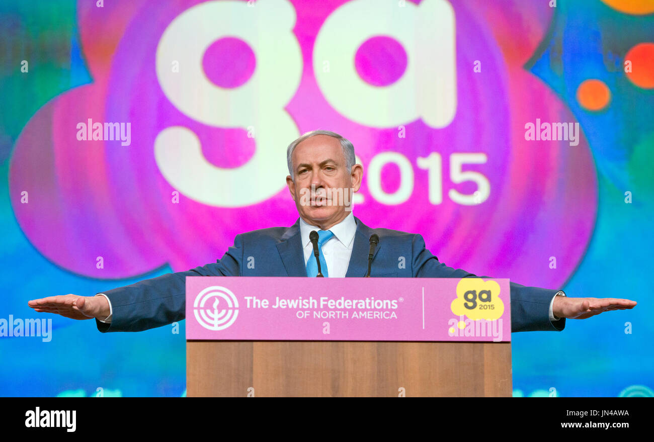Prime Minister Benjamin Netanyahu of Israel addresses the 2015 Jewish ...