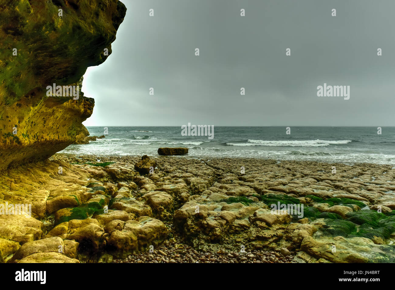 Spectacular natural cliffs Aval of Etretat and beautiful famous ...