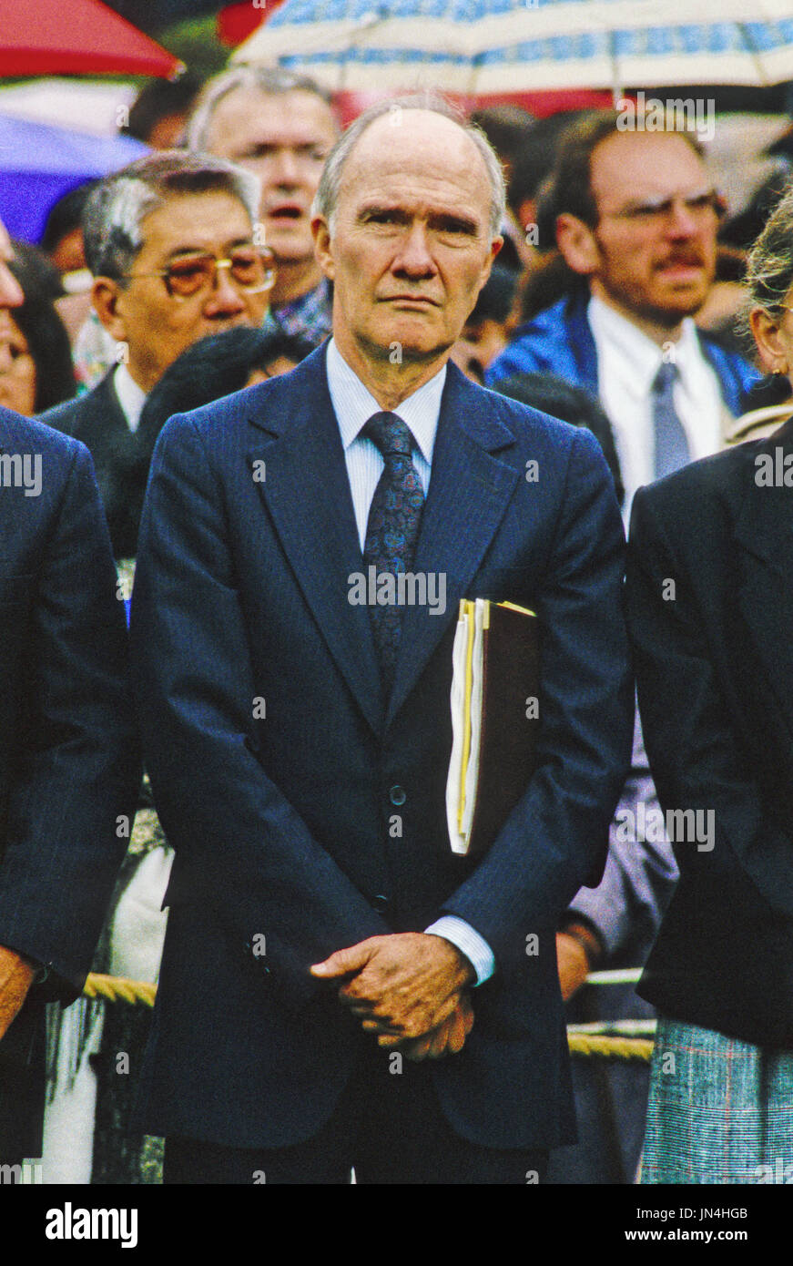 National Security Advisor Brent Scowcroft looks on as United States ...
