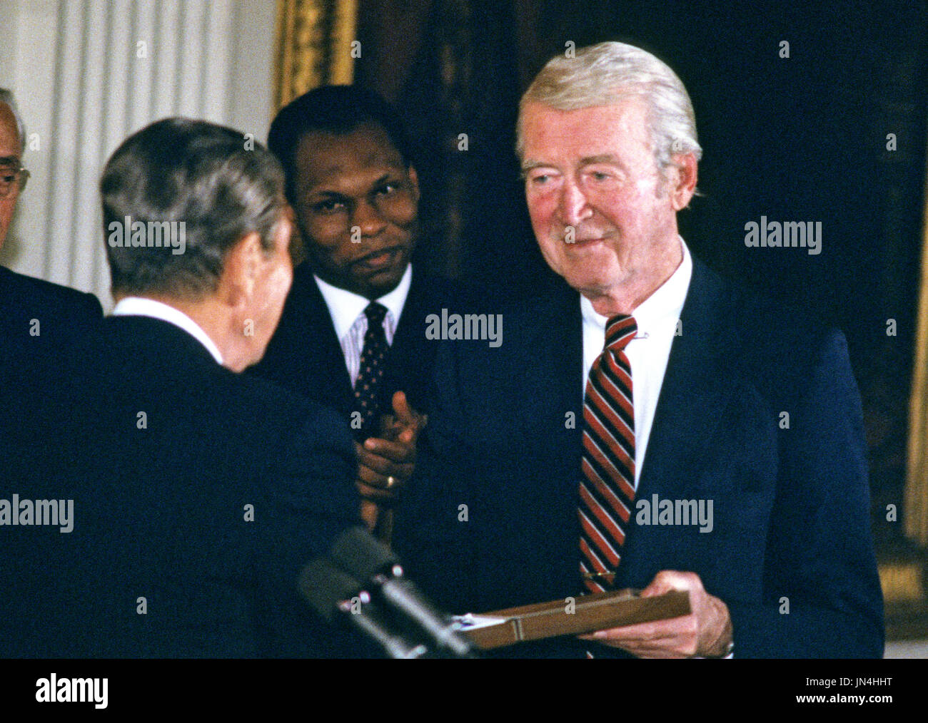 United States President Ronald Reagan awards the Presidential Medal of ...
