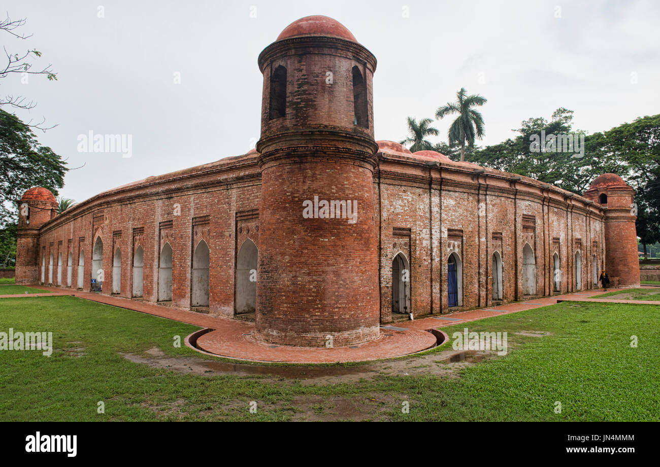 Exterior of the UNESCO Shait Gumbad Sixty Dome Mosque, Bagerhat ...