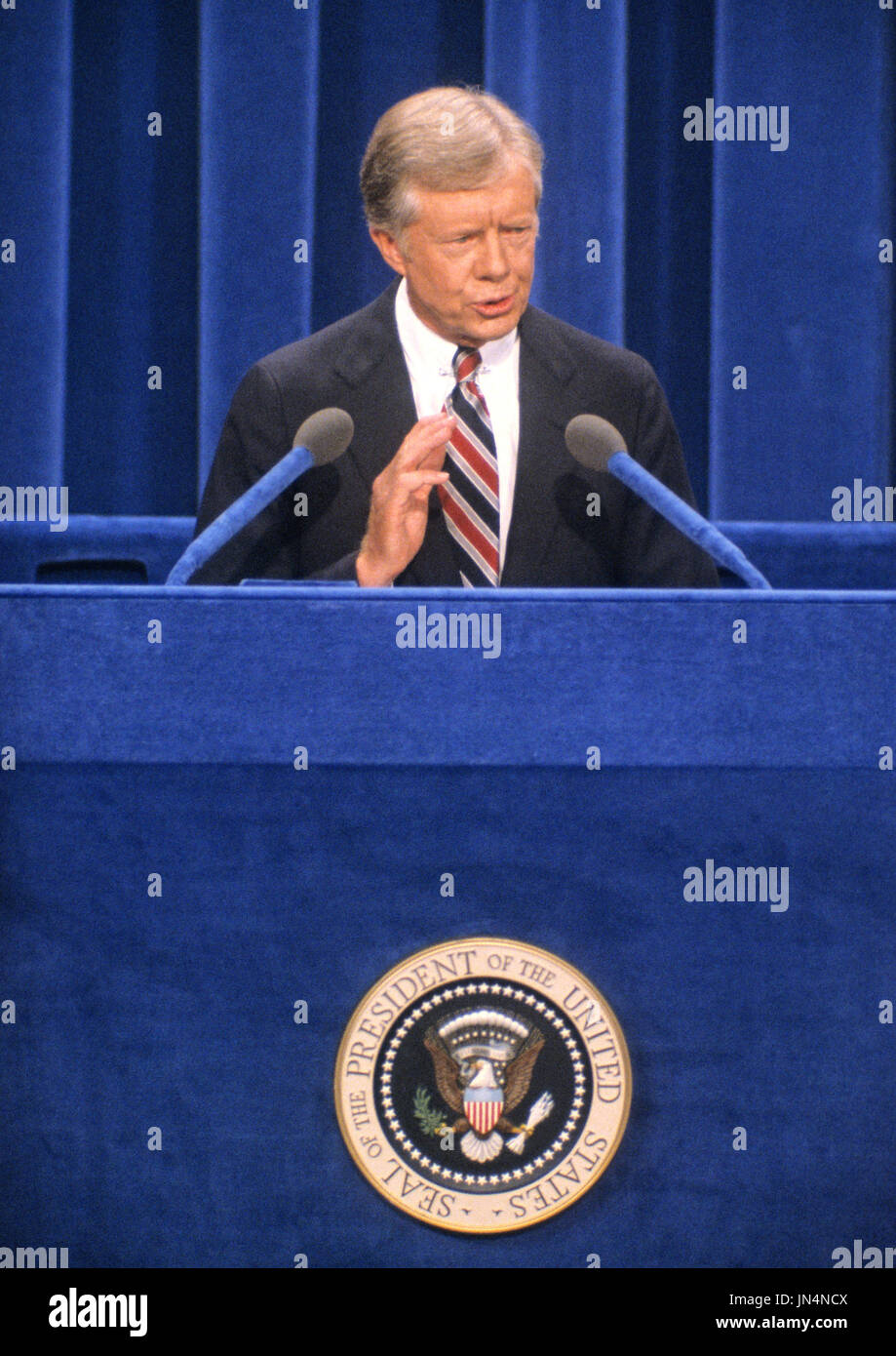 United States President Jimmy Carter delivers his speech accepting his ...