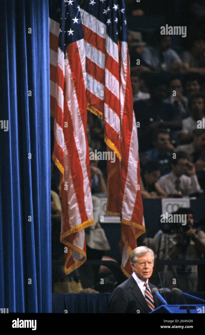 United States President Jimmy Carter delivers his speech accepting his ...