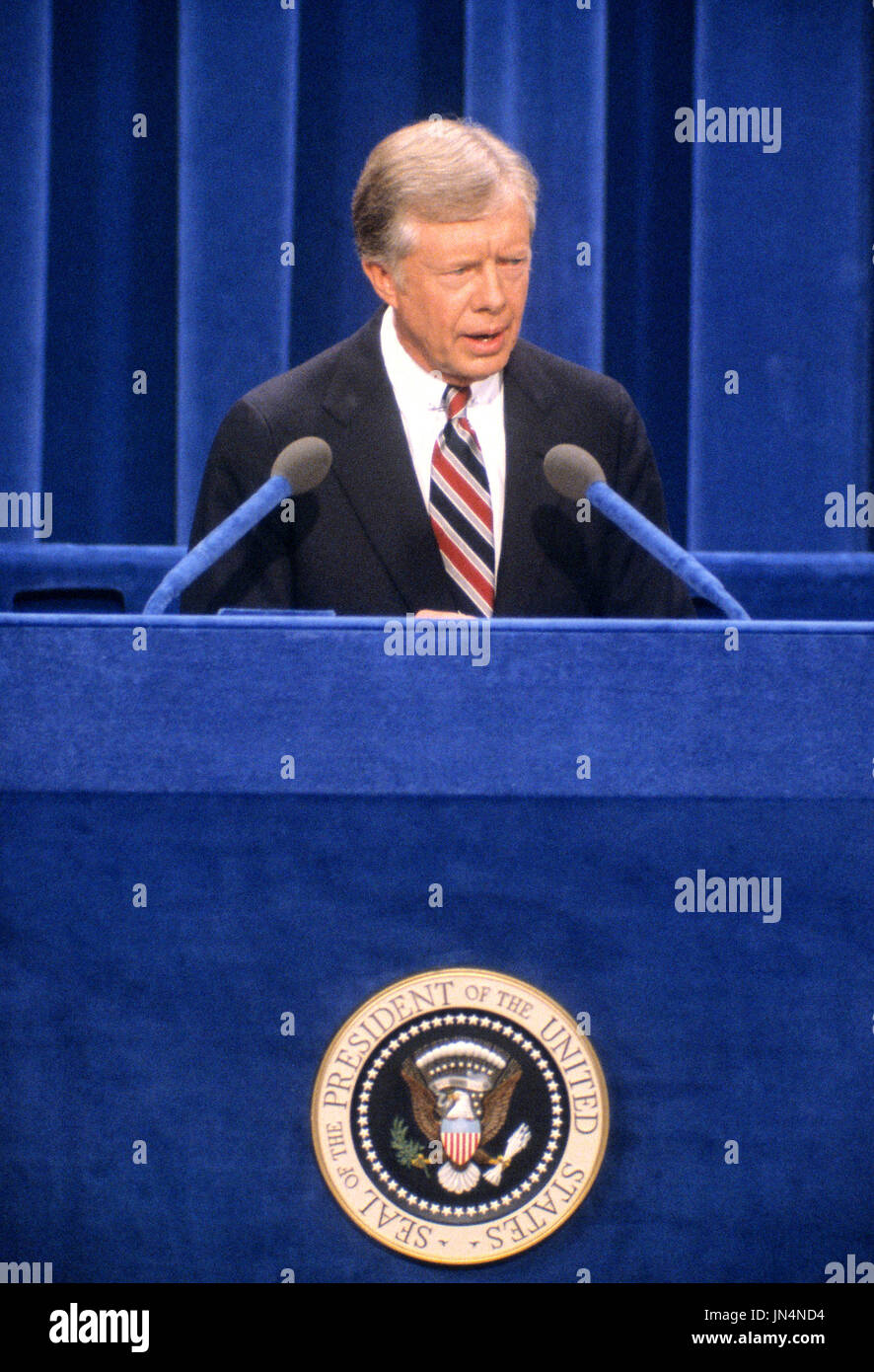 United States President Jimmy Carter delivers his speech accepting his ...