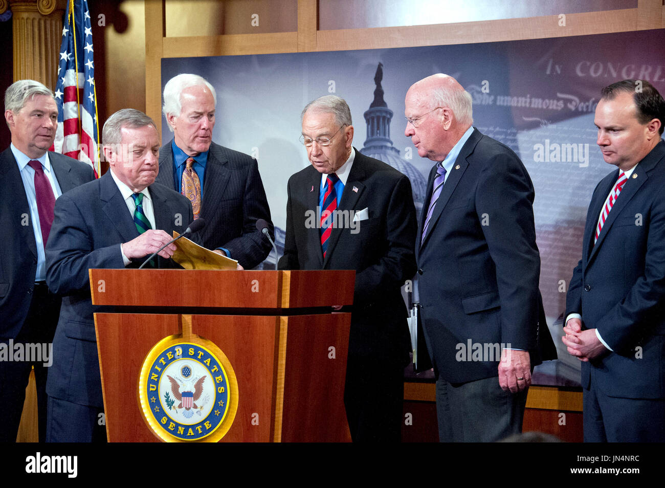 United States Senator Dick Durbin (Democrat of Illinois), second left ...