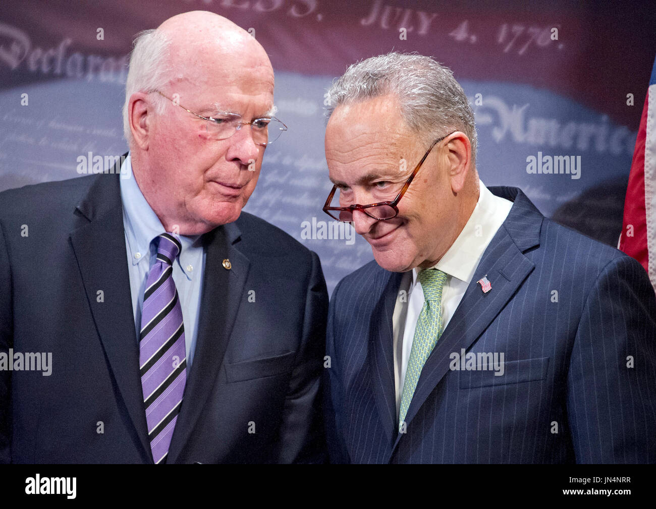 United States Senators Patrick Leahy (Democrat of Vermont), left, and ...