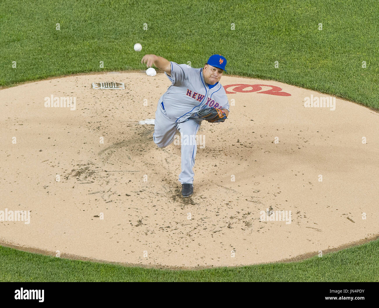 New York Mets starting pitcher Bartolo Colon (40) pitches in the second ...