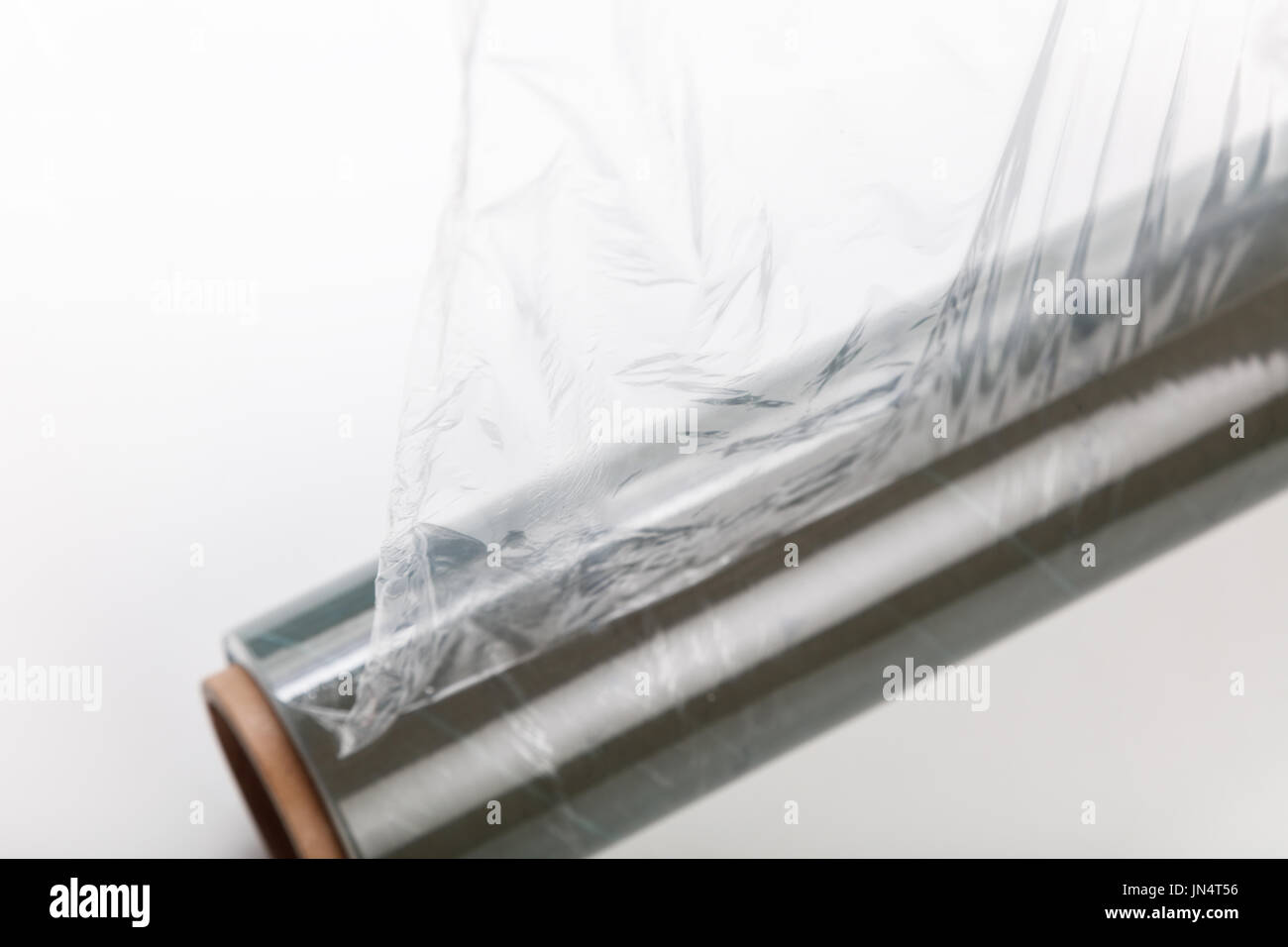 wrapping plastic transparent food film on white background Stock Photo ...